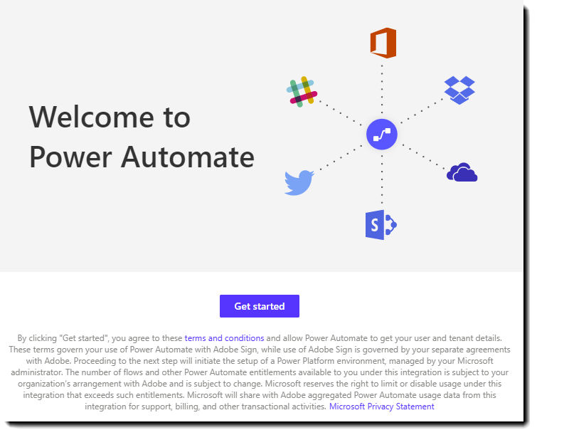 Enable and configure Adobe Acrobat Sign Workflow Automation integrated with Microsoft Power Automate